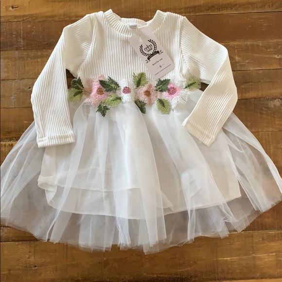 DuDu Diary | Dresses | Dudu Diary Dress Tulle Skirt And Floral Appliqu ...